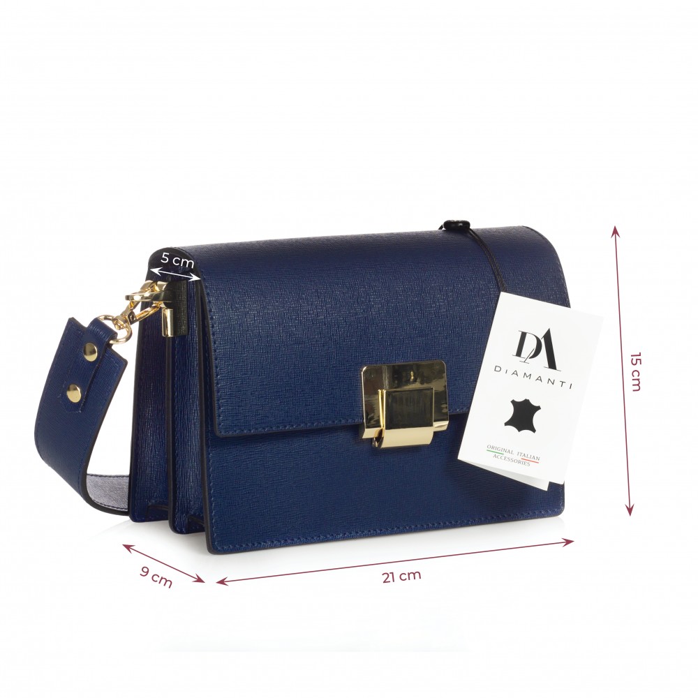 Geanta dama de umar din piele naturala DiAmanti Sara Blu Scuro