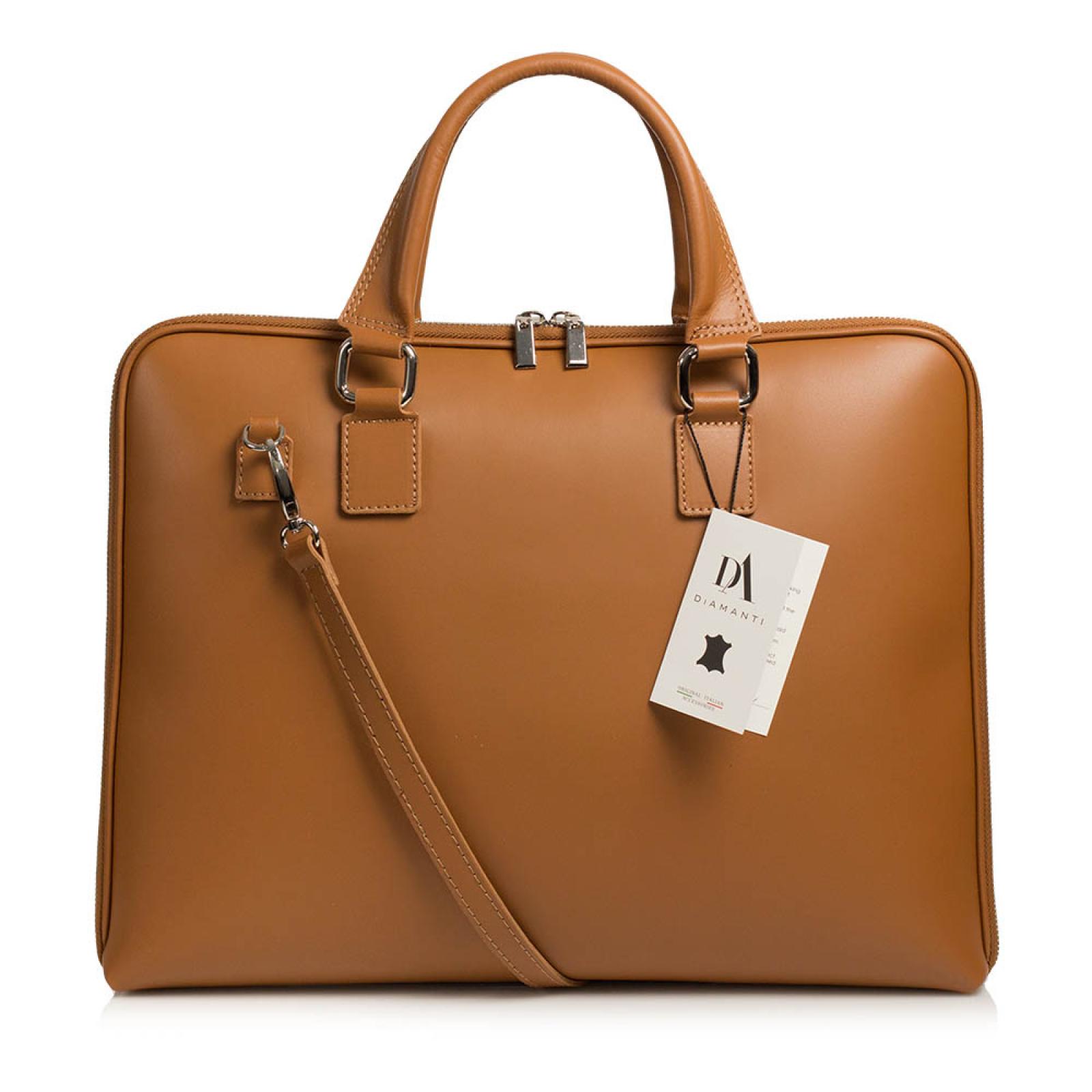 Geanta laptop 15.6 inch din piele naturala DiAmanti Rimini Cuoio ...